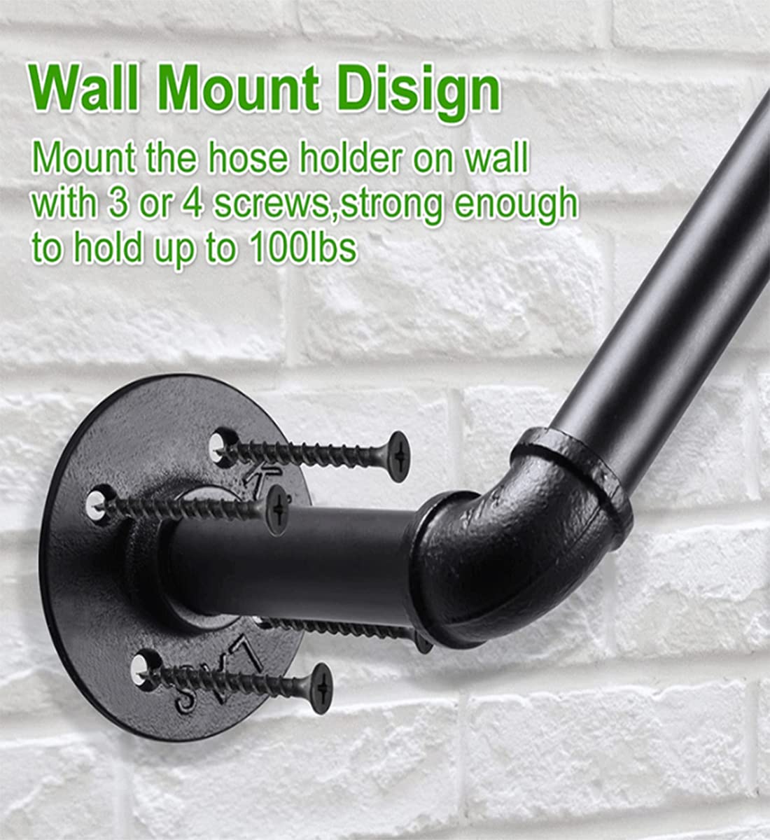 Wrought Iron Heavy-Duty Water Pipe Rack Wall-Mounted Cable Organizer Storage Shed Hose Reel Rack Easy to Use Easy to Install Hose Bracket