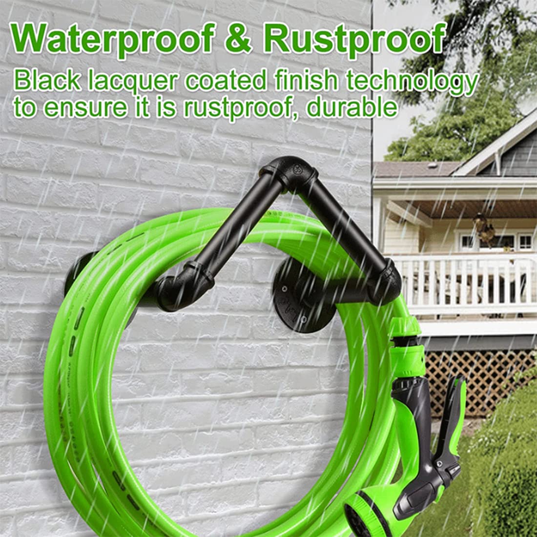 Wrought Iron Heavy-Duty Water Pipe Rack Wall-Mounted Cable Organizer Storage Shed Hose Reel Rack Easy to Use Easy to Install Hose Bracket