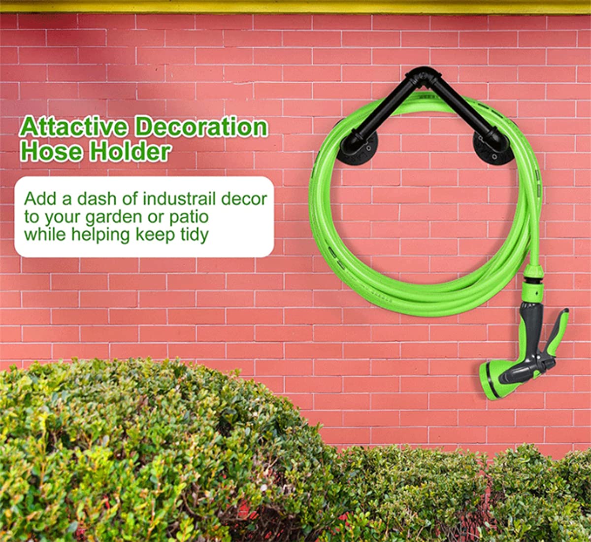 Wrought Iron Heavy-Duty Water Pipe Rack Wall-Mounted Cable Organizer Storage Shed Hose Reel Rack Easy to Use Easy to Install Hose Bracket