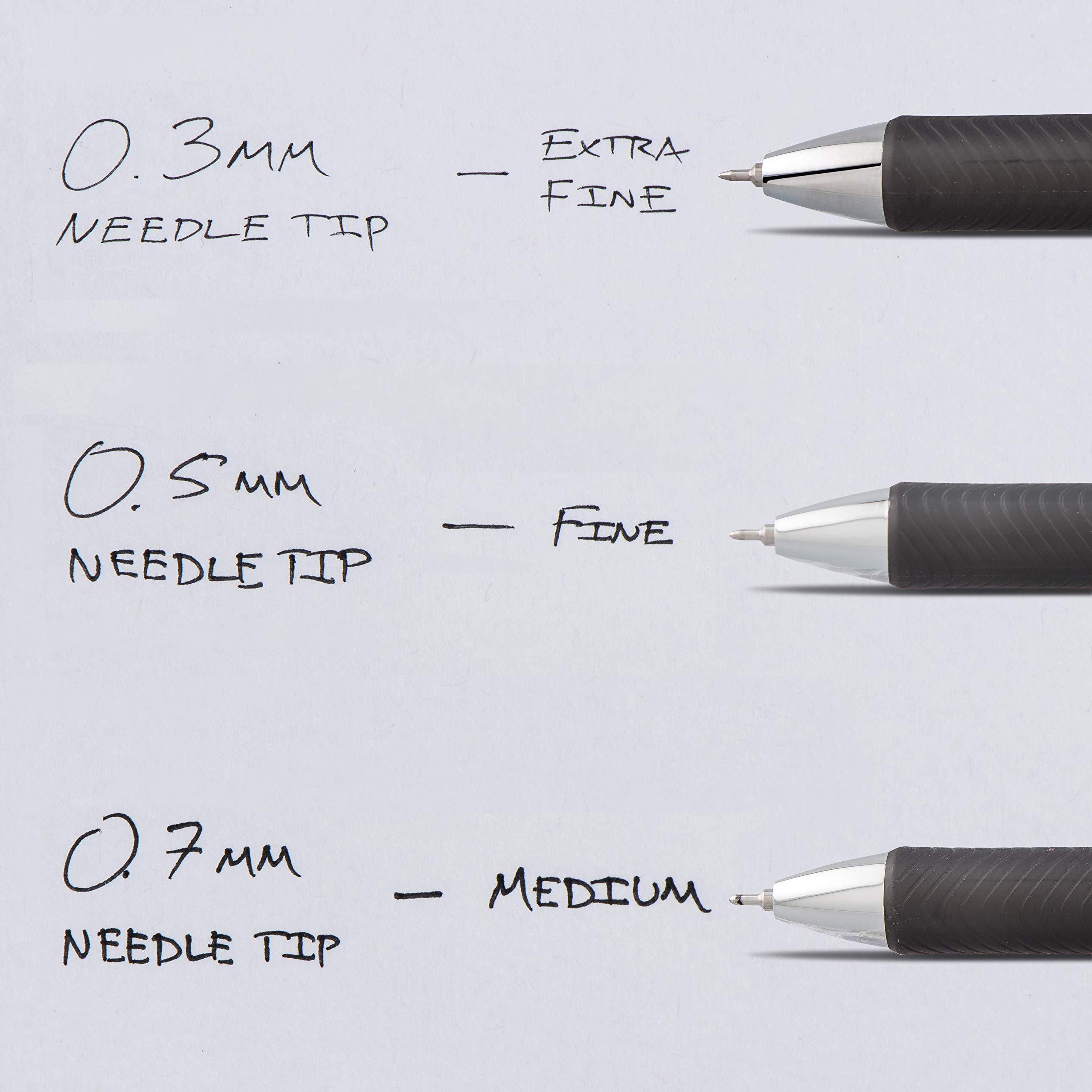 Pentel EnerGel RTX Retractable Liquid Gel Pen, (0.3mm) Needle Tip, Extra Fine Line, Black Ink, 3-Pk (BLN73BP3A)