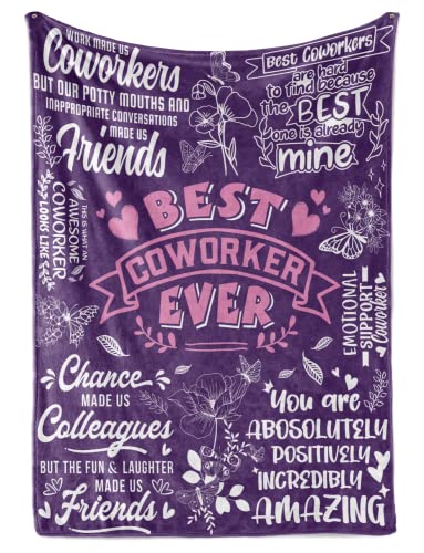 InnoBeta Coworker Leaving Gifts for Women Flannel Blankets Throws, Going Away Gift for Coworker, Leaving Farewell New Job Presents (50"x 65") - Purple - Best Coworker Ever