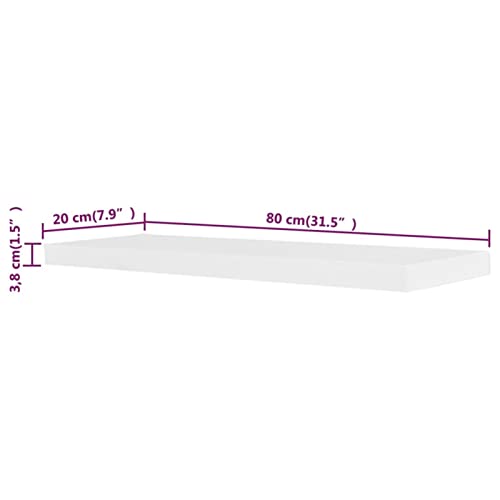 Tidyard Floating Wall Display Shelves Set of 2,Wall Mounted Shelf Bookshelf for Living Room,Bedroom, Bathroom,Kitchen,Laundry Room Storage,Office Decor Furniture White (32" x 8" x 1.5")