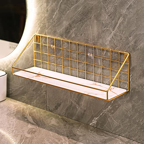 Floating Shelves, Wall Mounted Storage Shelf with Metal Wire, Wall Mounted Metal Wire Floating Shelves, for Bedroom, Bathroom, Living Room, Kitchen