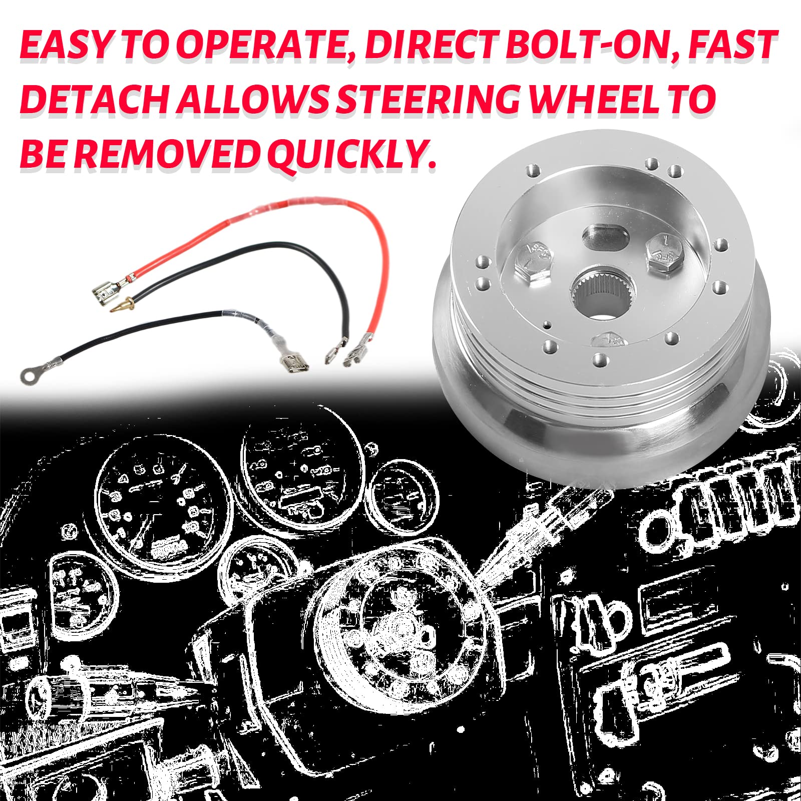 YIUIY 5 & 6 Hole Billet Steering Wheel Hub Adapter Silver