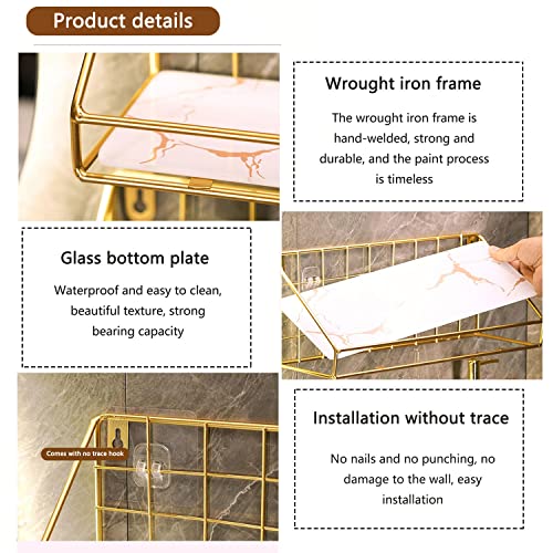 Floating Shelves, Wall Mounted Storage Shelf with Metal Wire, Wall Mounted Metal Wire Floating Shelves, for Bedroom, Bathroom, Living Room, Kitchen