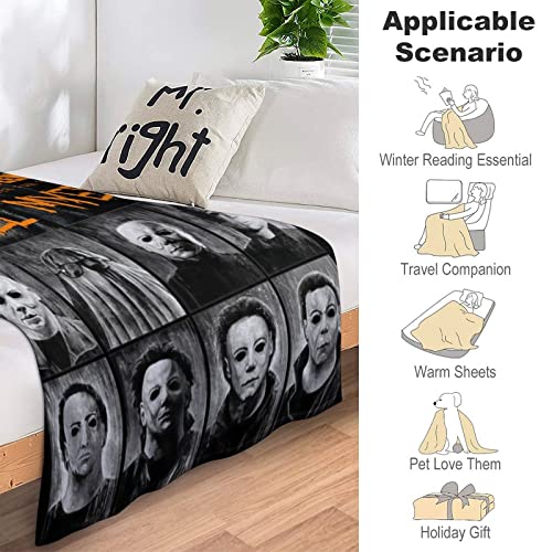 GIMCJOK Custom Michael Halloween Myers Throw Blanket, Plush Fuzzy Halloween Blankets and Throws for Sofa, Wrinkle-Resistant Air Conditioned Blanket 50"x60"