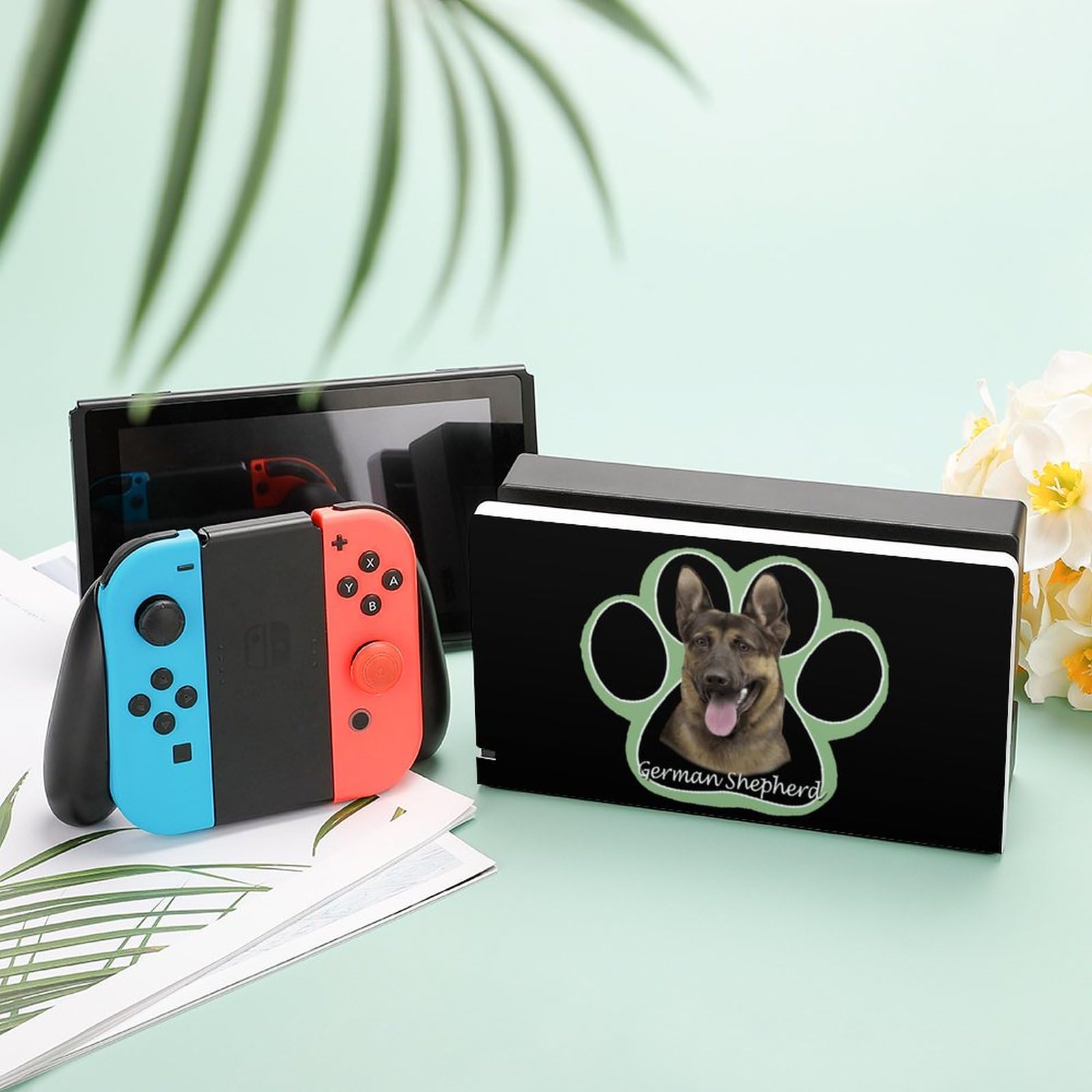 German Shepherd Dog Paw Anti Scratch Dust Cover Compatible with Switch Dock Replacement Print Skin Shell