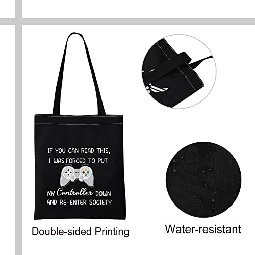 VAMSII Gamer Tote Bag Video Game Lover Gifts if You can Read This I was Forced to Put My Controller Down Bag Game Nerd Gifts (I was forced to put my Controller down)