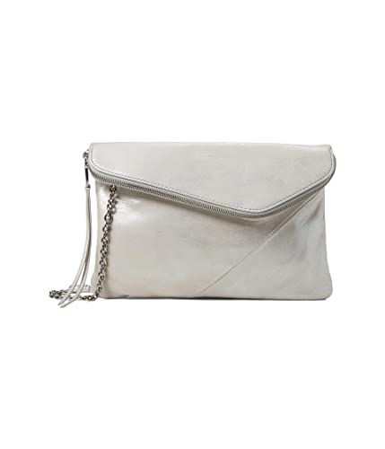 HOBO Jessa Convertible Clutch For Women - Premium Leather Construction With Zipper Flap Closure, Chic and Beautiful Clutch Silver One Size One Size