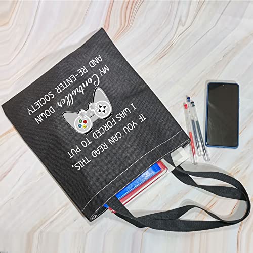 VAMSII Gamer Tote Bag Video Game Lover Gifts if You can Read This I was Forced to Put My Controller Down Bag Game Nerd Gifts (I was forced to put my Controller down)