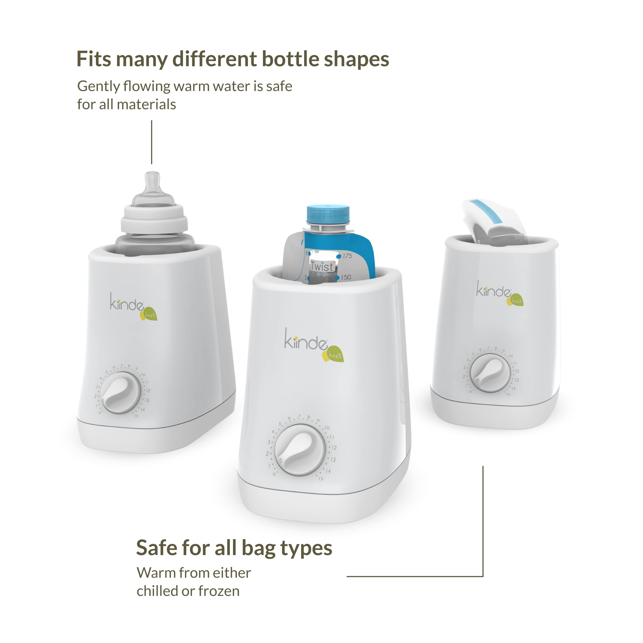 Kiinde Kozii Baby Bottle Warmer and Breast Milk Warmer with Safe Warm Water Bath Technology and Auto Shutoff for Warming Breast Milk, Infant Formula and Baby Food