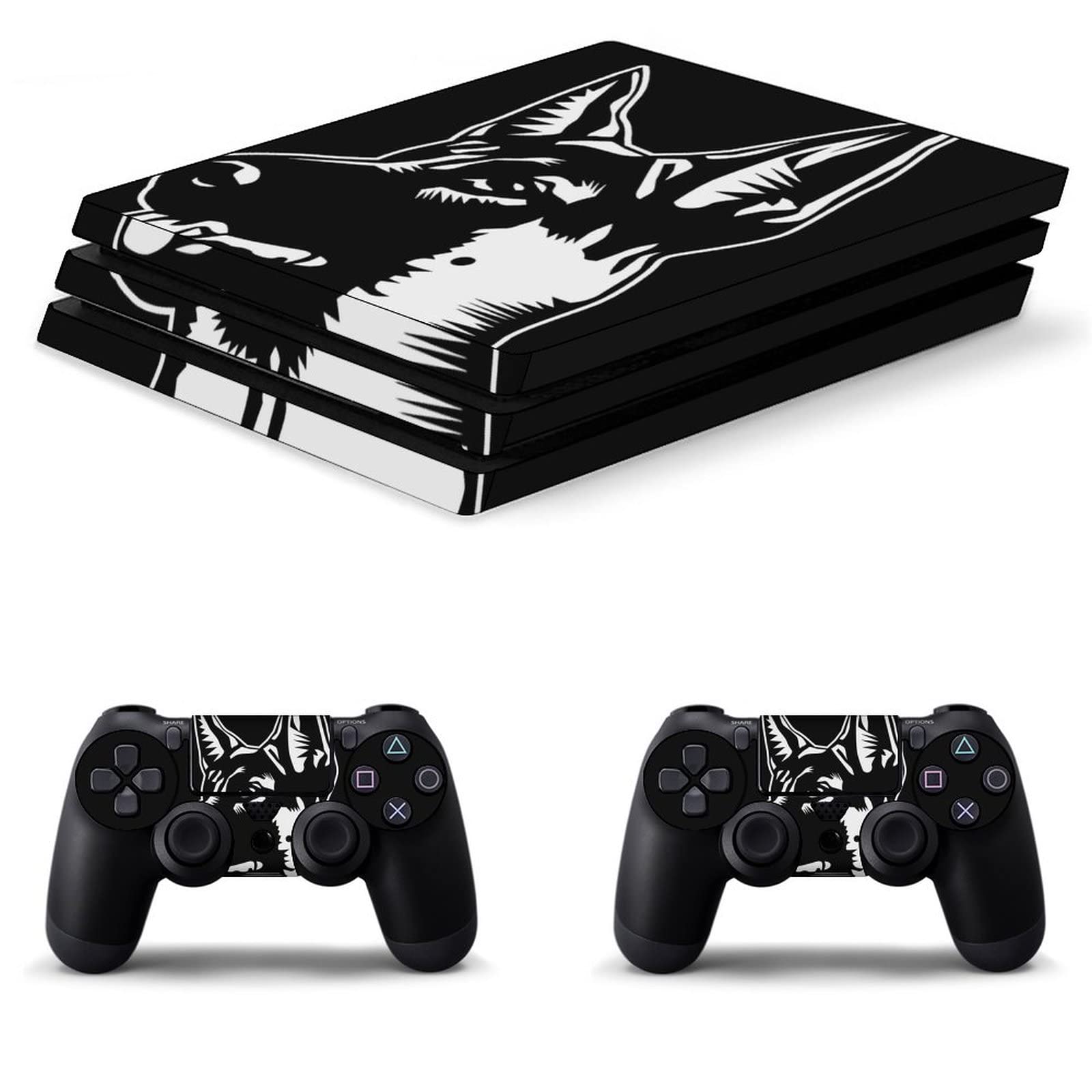 German Shepherd Head Decal Cover Sticker for PS-4 Slim PS-4 Pro Decal Sticker Compatible with PS-4 Controller Funny