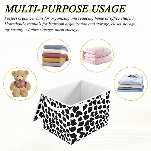 Kigai Cute Cow Black & White Storage Baskets for Shelves Foldable Closet Basket Storage Bins with Lid for Clothes Home Office Toys Organizers
