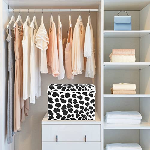 Kigai Cute Cow Black & White Storage Baskets for Shelves Foldable Closet Basket Storage Bins with Lid for Clothes Home Office Toys Organizers