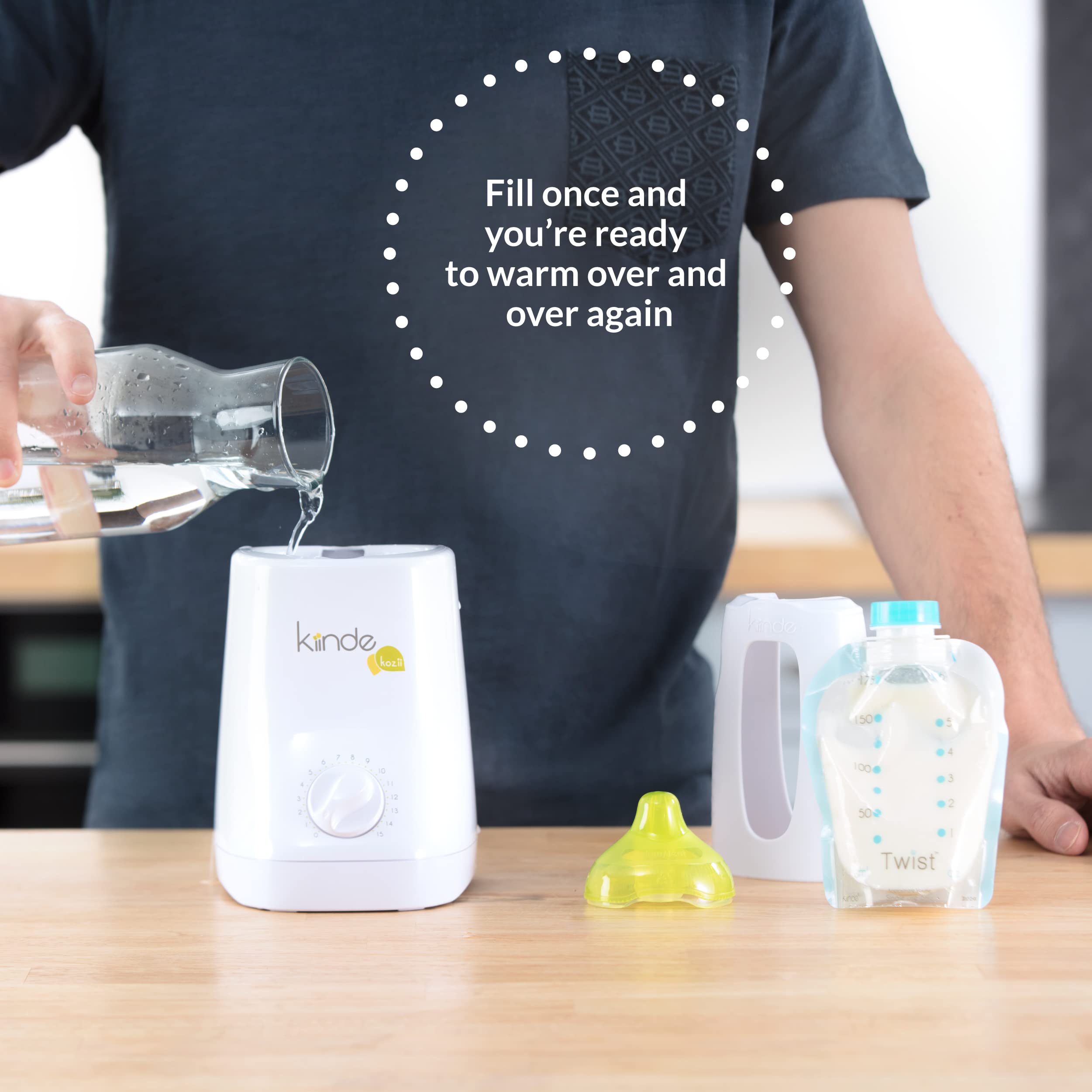 Kiinde Kozii Baby Bottle Warmer and Breast Milk Warmer with Safe Warm Water Bath Technology and Auto Shutoff for Warming Breast Milk, Infant Formula and Baby Food