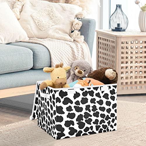 Kigai Cute Cow Black & White Storage Baskets for Shelves Foldable Closet Basket Storage Bins with Lid for Clothes Home Office Toys Organizers