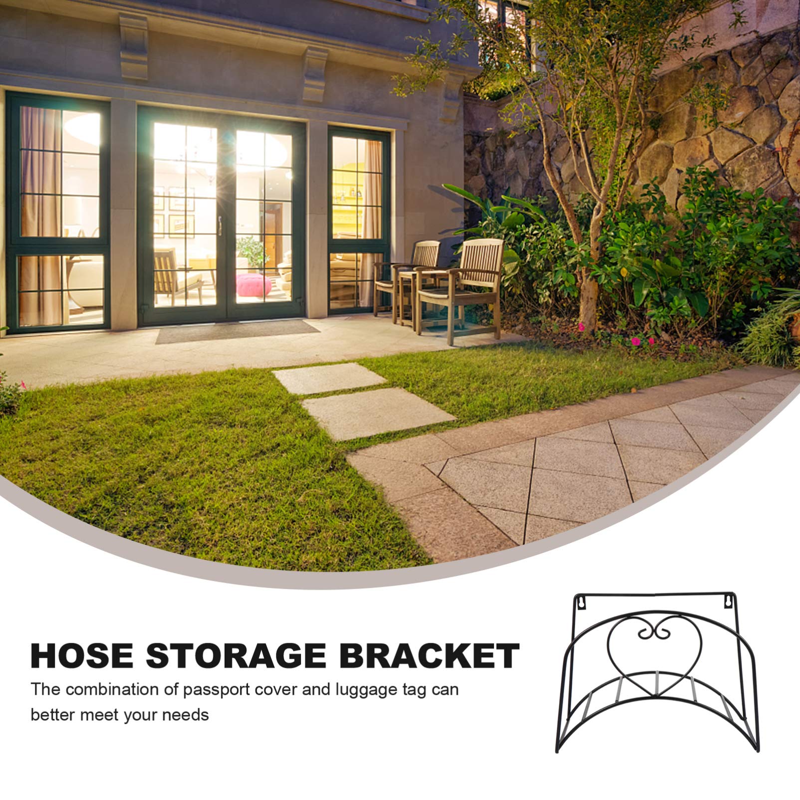 DOITOOL Hose Wrought Iron Frame Wall Hose Holder Iron Garden Hose Holder Hose Hanger Wall Hose Hook Garden Water Hose Holder Garden Hose Stand Water Hose Storage Hanger Soft Hose Work car