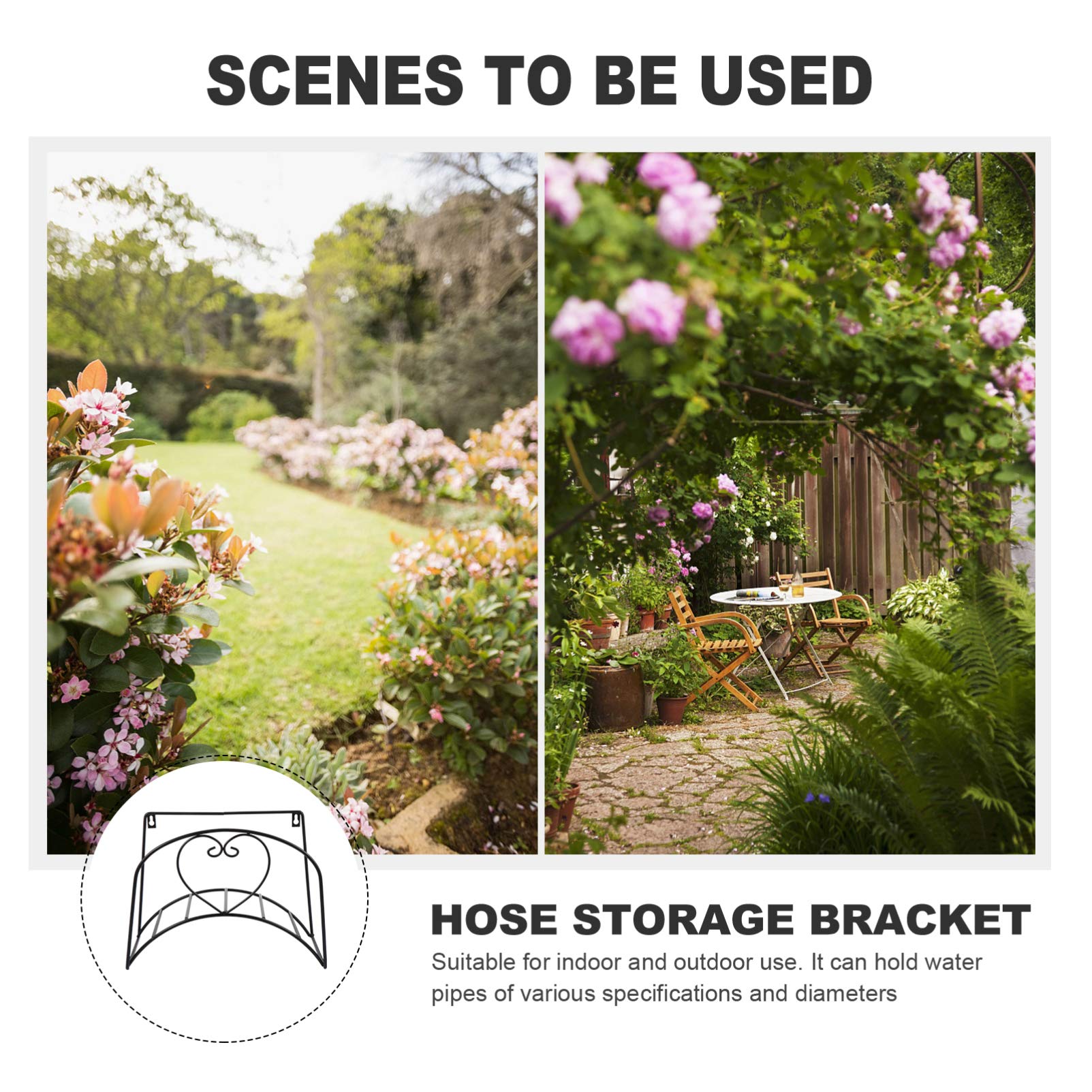 DOITOOL Hose Wrought Iron Frame Wall Hose Holder Iron Garden Hose Holder Hose Hanger Wall Hose Hook Garden Water Hose Holder Garden Hose Stand Water Hose Storage Hanger Soft Hose Work car