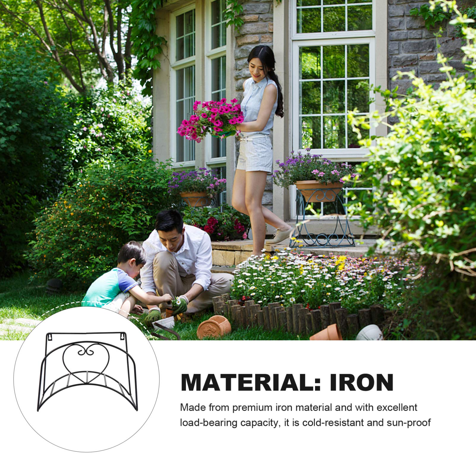 DOITOOL Hose Wrought Iron Frame Wall Hose Holder Iron Garden Hose Holder Hose Hanger Wall Hose Hook Garden Water Hose Holder Garden Hose Stand Water Hose Storage Hanger Soft Hose Work car