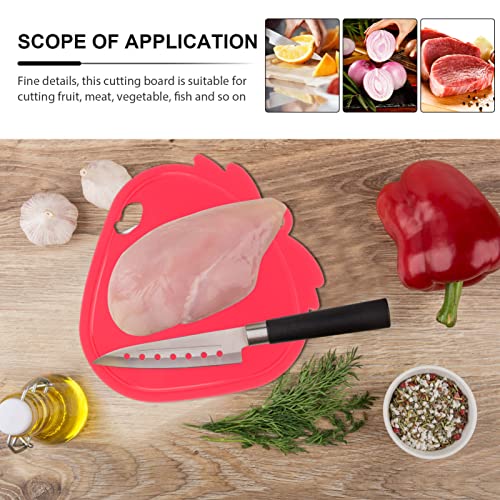 Angoily Deli Cheese 2pcs Plastic Cutting Board Mats Chopping Boards Strawberry Shape Fruit Vegetables Cutting Board Non Slip Cheese Bread Pizza Serving Tray for Home Kitchen Red Veggie Tray
