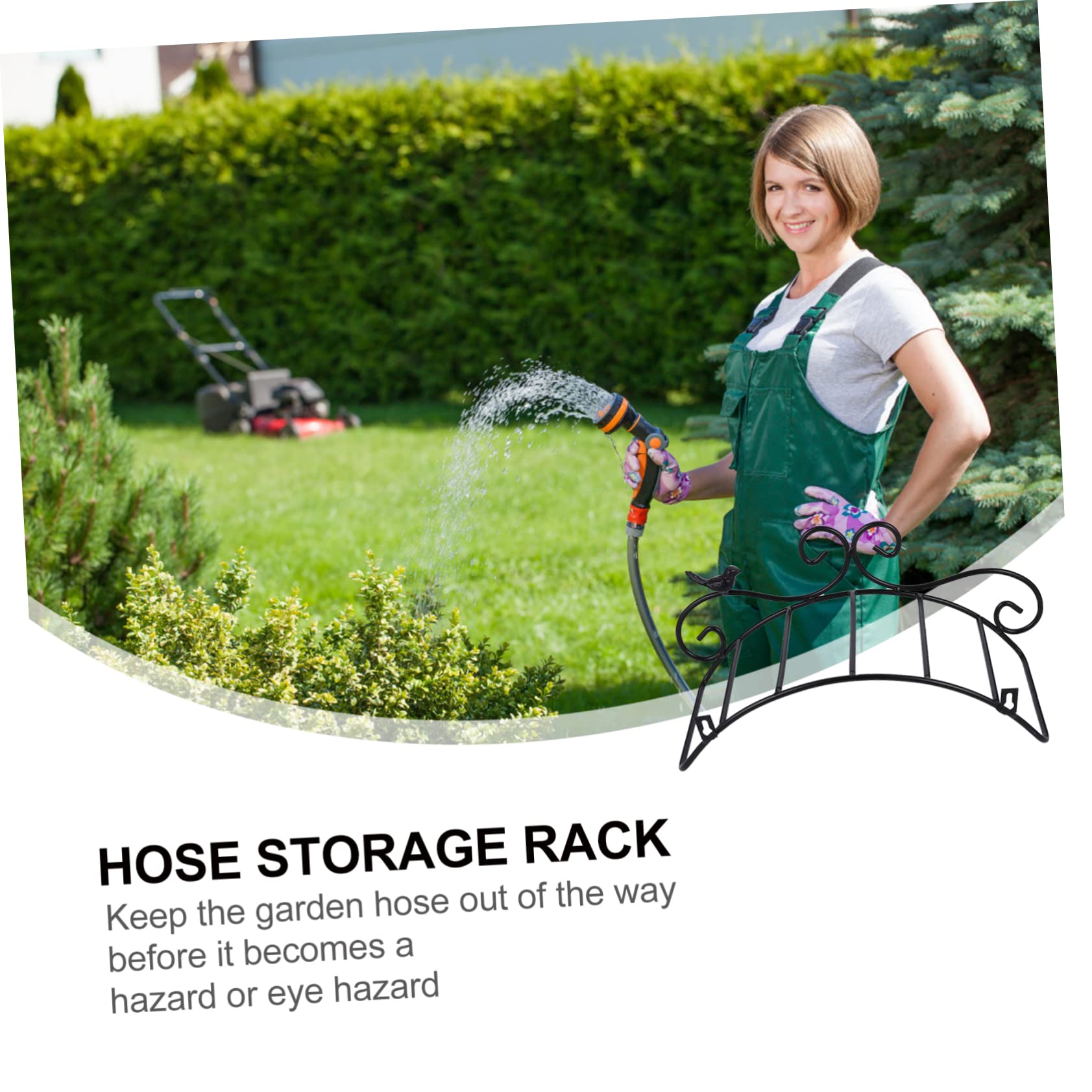 DOITOOL Hose Wrought Iron Frame Hose Wall Mount Hose Storage Rack Hose Holder Hanger Garden Hose Holder Garden Hose Support Hose Bracket Decorative Hose Holder Hose Hanger Wall Mount Shelf