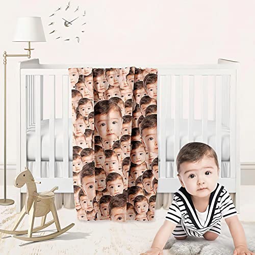 Custom Photo Face Blanket, Personalized Faces All Over Blanket, Funny Face Blanket Super Soft Plush Blanket for Couch, Bed, Sofa Warm and Cozy for All Seasons Gift for Valentine Spouse, Gag Gift