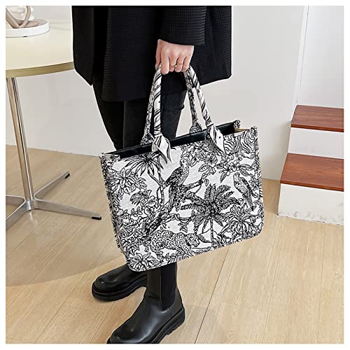 MANMU TOTE temperament Large -capacity messenger bag Tongcot Bags canvas Fashionable knitted handbag goddess goddess (Large) White