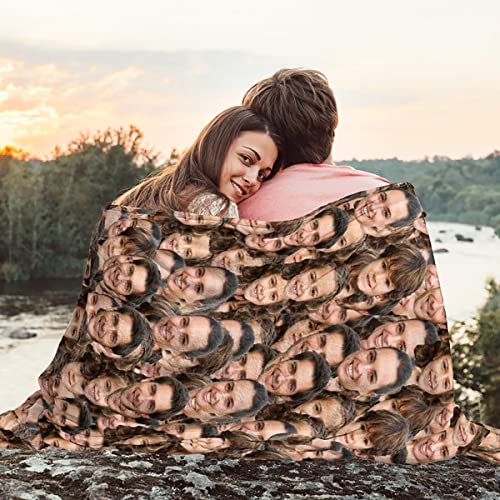 Custom Photo Face Blanket, Personalized Faces All Over Blanket, Funny Face Blanket Super Soft Plush Blanket for Couch, Bed, Sofa Warm and Cozy for All Seasons Gift for Valentine Spouse, Gag Gift