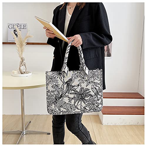 MANMU TOTE temperament Large -capacity messenger bag Tongcot Bags canvas Fashionable knitted handbag goddess goddess (Large) White