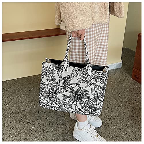 MANMU TOTE temperament Large -capacity messenger bag Tongcot Bags canvas Fashionable knitted handbag goddess goddess (Large) White