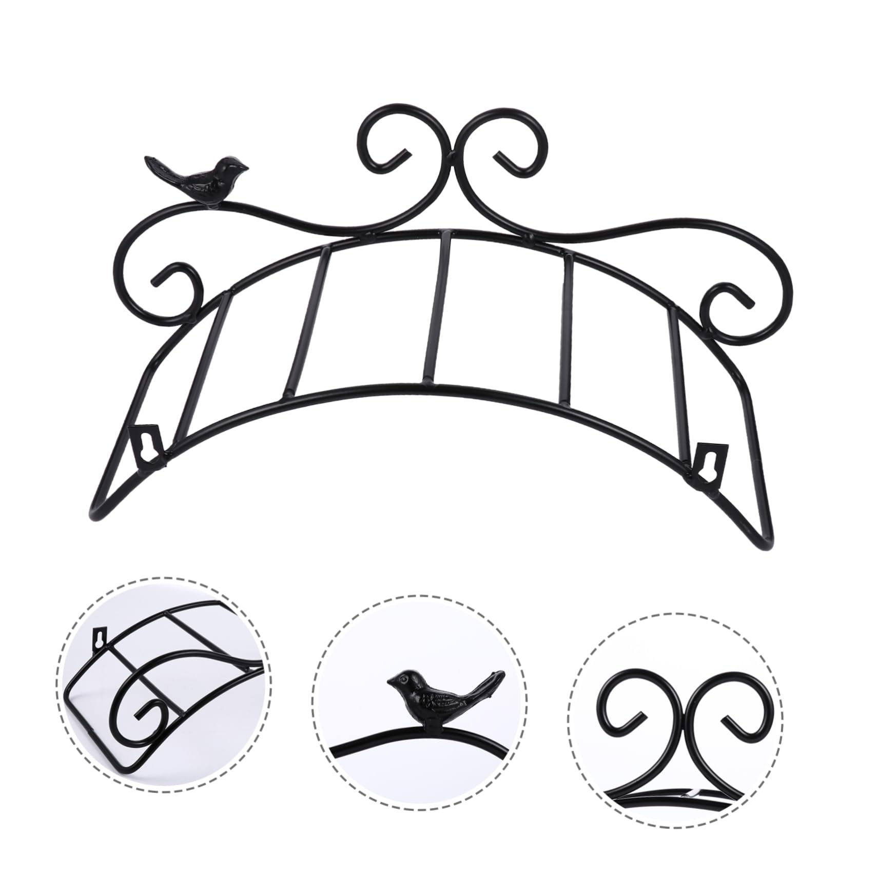 DOITOOL Hose Wrought Iron Frame Hose Wall Mount Hose Storage Rack Hose Holder Hanger Garden Hose Holder Garden Hose Support Hose Bracket Decorative Hose Holder Hose Hanger Wall Mount Shelf