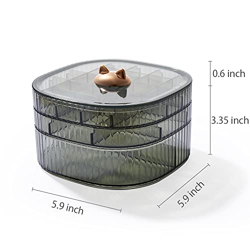 Sunkaioo Acrylic Jewelry Organizer,Stackable 3-Layers Clear Jewelry Box with Lid,Jewelry Boxes for Women Girls,Earring Organizer Display Holder for Earrings Ring Studs Bracelet Necklace Crafts(Green)