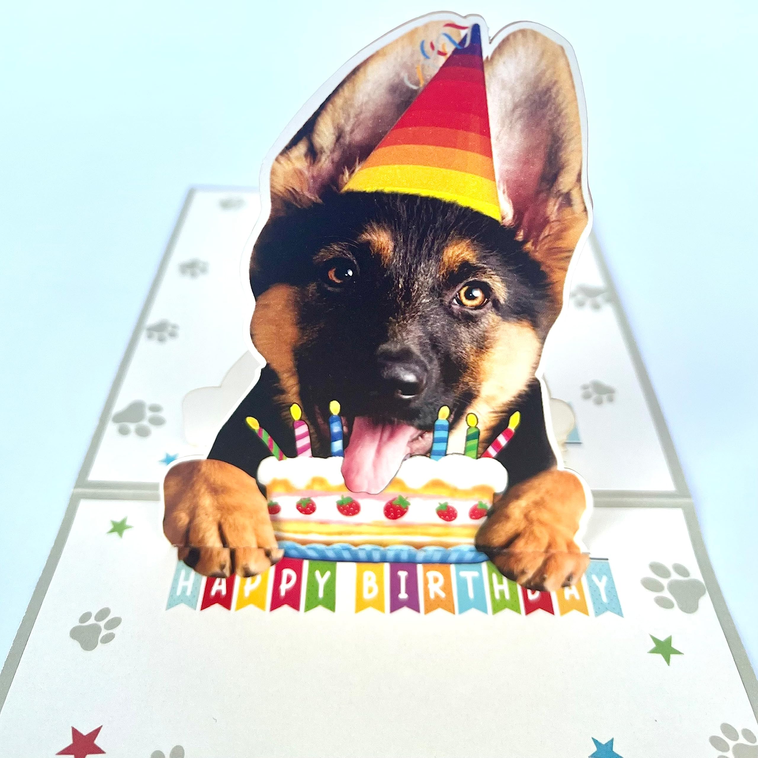 German Shepherd Dog 3D Birthday Funny Pop Up Cards, German Shepherd Dog 3D Birthday Pop Up Cards, Happy Birthday Lovely Cards for German Shepherd Lovers