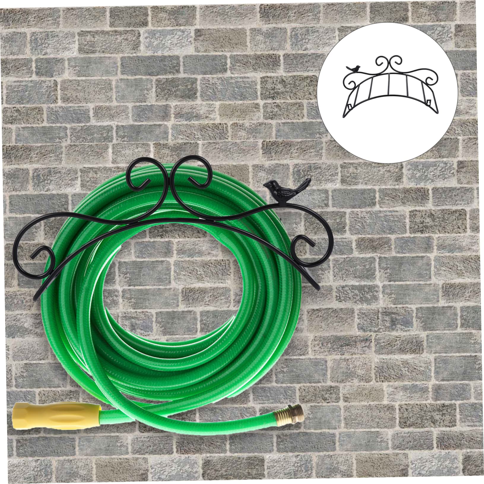 DOITOOL Hose Wrought Iron Frame Hose Wall Mount Hose Storage Rack Hose Holder Hanger Garden Hose Holder Garden Hose Support Hose Bracket Decorative Hose Holder Hose Hanger Wall Mount Shelf