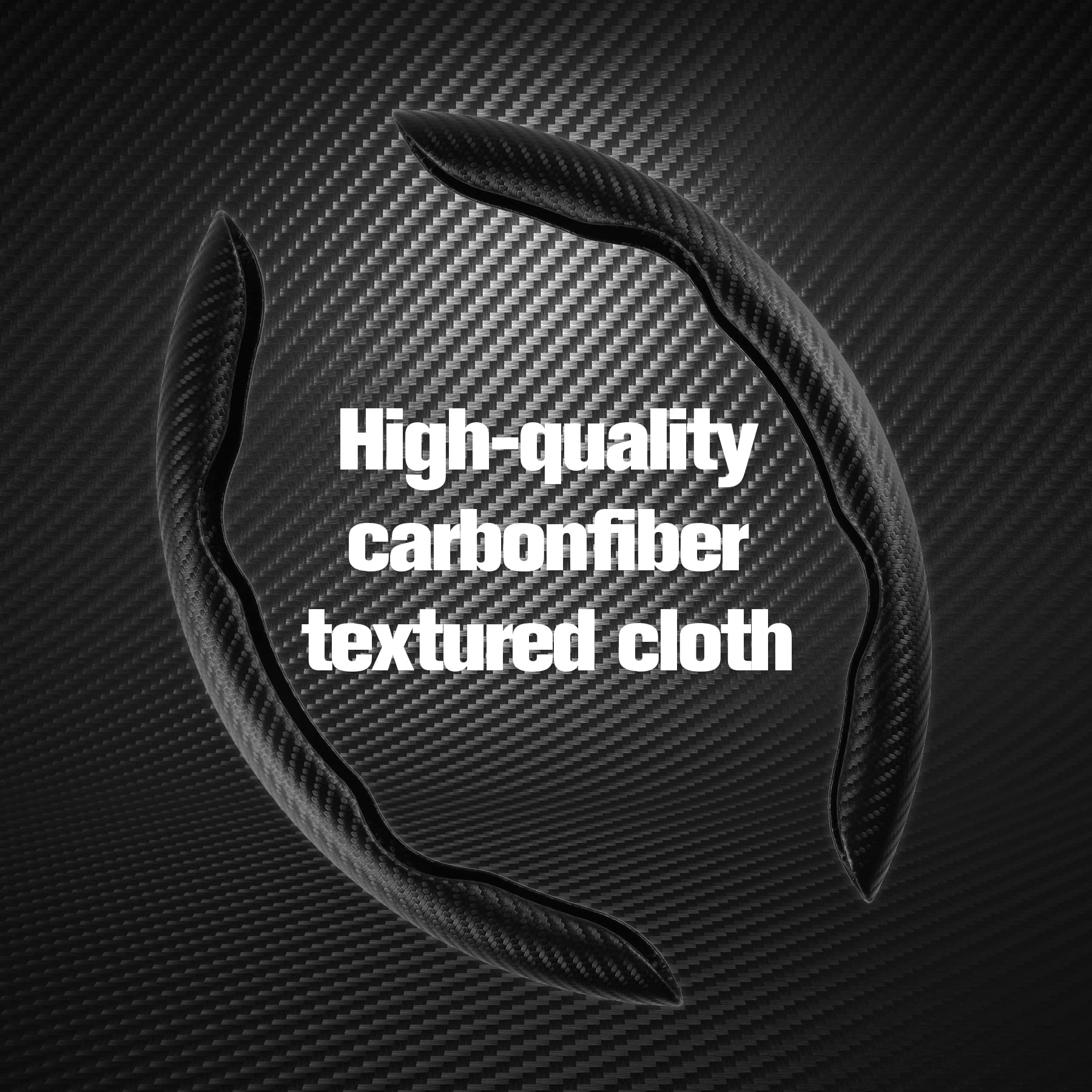 Amiss Car Carbon Fiber Anti-Skid Steering Wheel Cover, Segmented Steering Wheel Protector, Butterfly Cover, Universal 99% Car Wheel Cover Protector, Car Interior Accessories (Black)
