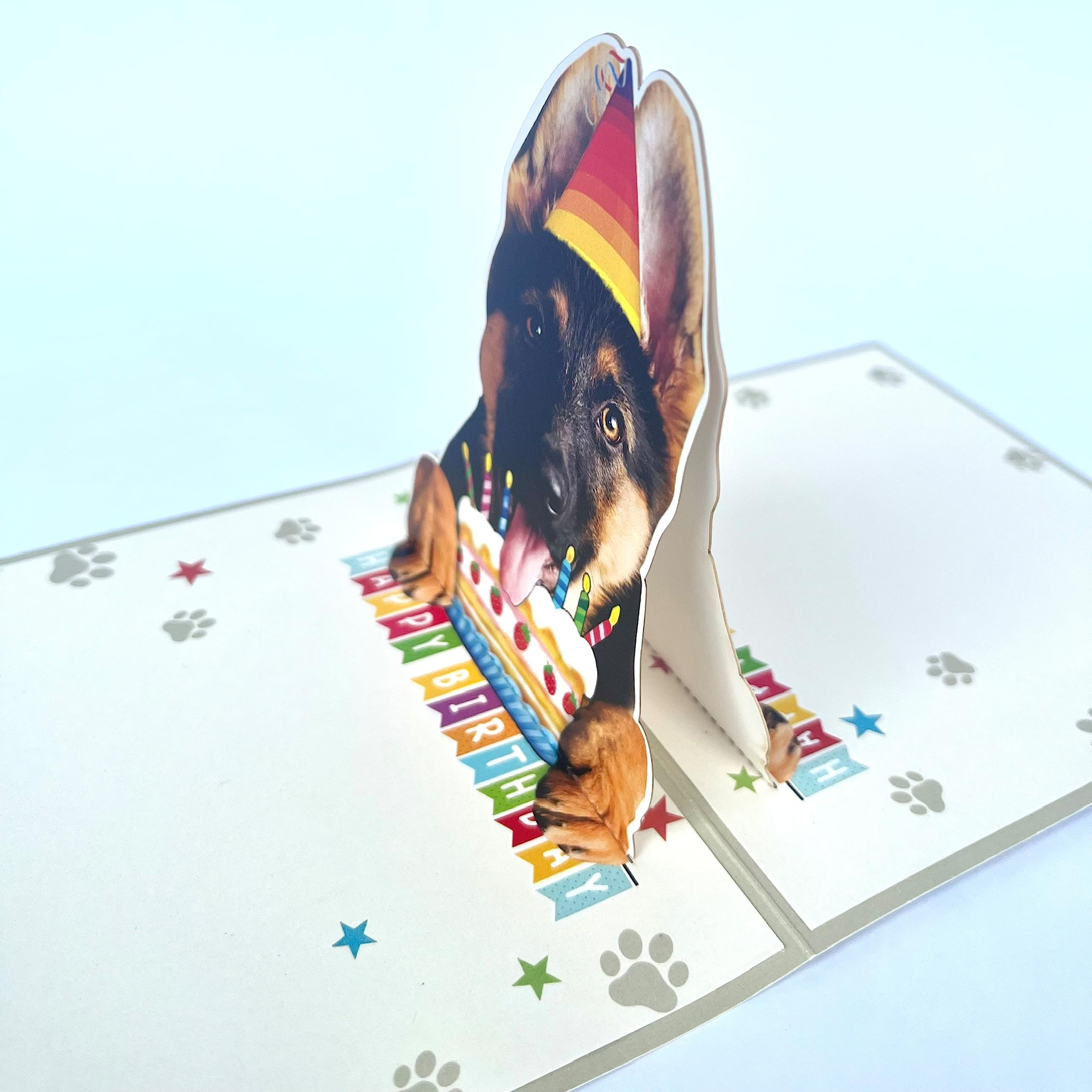 German Shepherd Dog 3D Birthday Funny Pop Up Cards, German Shepherd Dog 3D Birthday Pop Up Cards, Happy Birthday Lovely Cards for German Shepherd Lovers