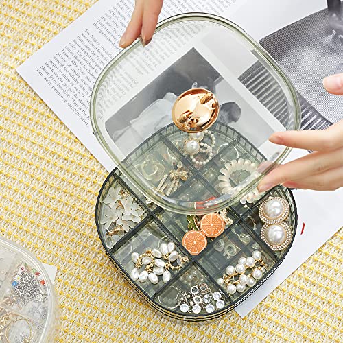 Sunkaioo Acrylic Jewelry Organizer,Stackable 3-Layers Clear Jewelry Box with Lid,Jewelry Boxes for Women Girls,Earring Organizer Display Holder for Earrings Ring Studs Bracelet Necklace Crafts(Green)