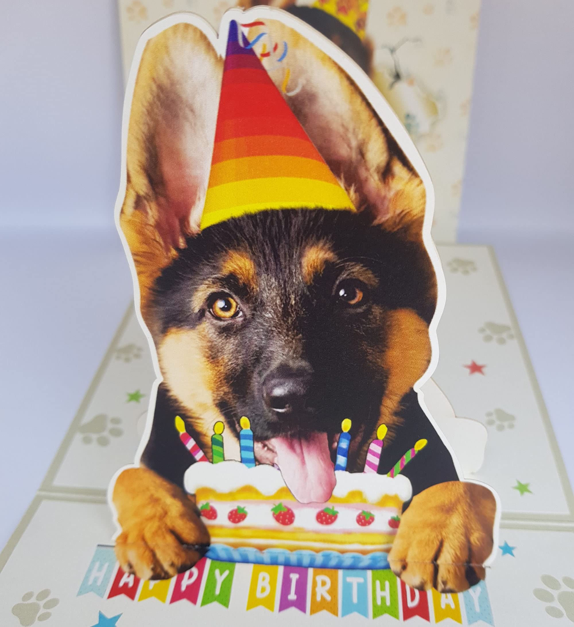 German Shepherd Dog 3D Birthday Funny Pop Up Cards, German Shepherd Dog 3D Birthday Pop Up Cards, Happy Birthday Lovely Cards for German Shepherd Lovers