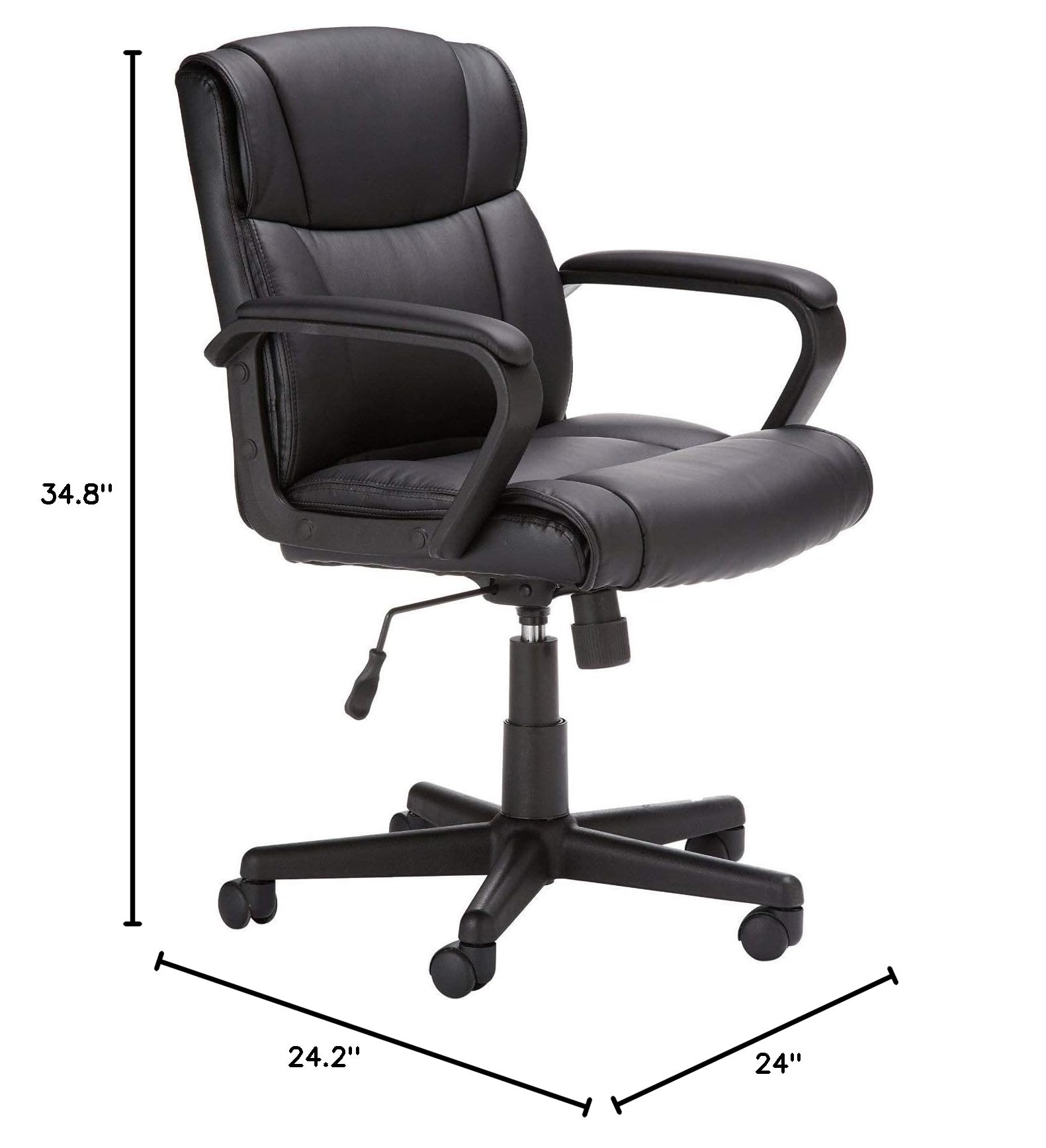 Amazon Basics Padded Office Desk Chair with Armrests, Adjustable Height/Tilt, 360-Degree Swivel, 275Lb Capacity - Black
