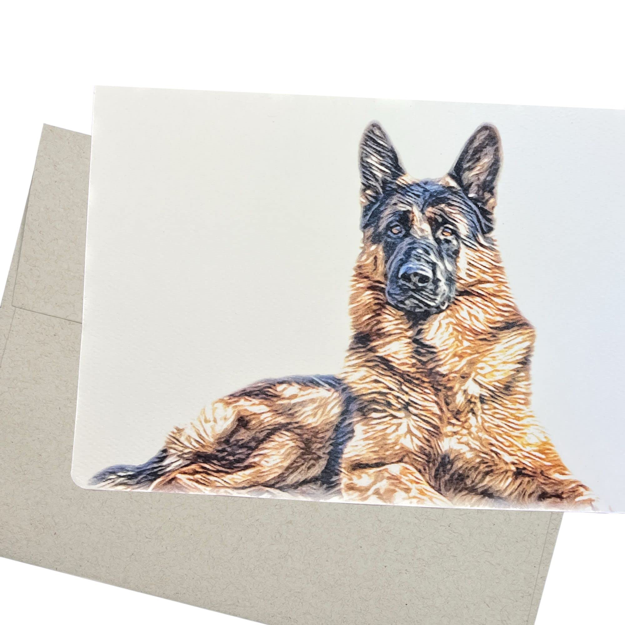 German Shepherd Greeting Card with Envelope (5X7 Inches and Blank Inside) for Birthday, Anniversary, Wedding, Sympathy, or from a Dog Groomer or Veterinarian (Shepherd 3)