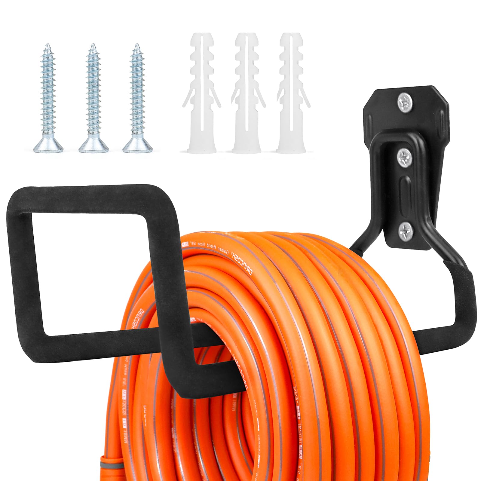 NEO-TEC Garden Hose Reel Heavy Duty Hose Holder Durable Water Hose Hook Wall Mounted w/Screw up to 100ft 1pc Black