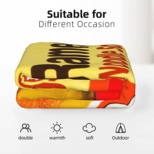 Ramen Noodle Soup - Beef Flavor Ramen Noodles Soup Throw Blanket Fuzzy Plush Fleece Instant Noodle Blankets Soft Cozy Microfiber Flannel Blanket for Couch Bed Decor Travel 50"X40"