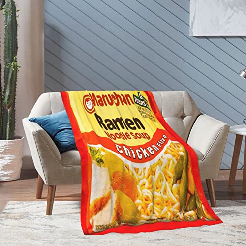 Ramen Noodle Soup - Beef Flavor Ramen Noodles Soup Throw Blanket Fuzzy Plush Fleece Instant Noodle Blankets Soft Cozy Microfiber Flannel Blanket for Couch Bed Decor Travel 50"X40"