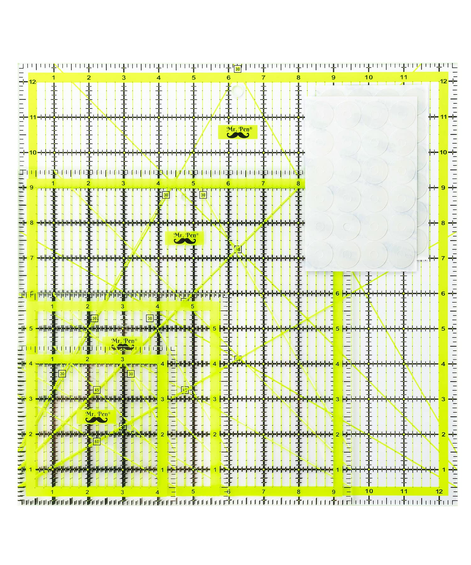 Mr. Pen- Quilting Ruler Set, 4 Pcs, Sizes (4.5"X4.5")-(6"X6)-(9.5"X9.5")-(12.5"X12.5"), Quilting Squares, Quilt Ruler, Rulers for Quilting and Sewing, Clear Quilting Ruler, Quilt Rulers, Acrylic Ruler