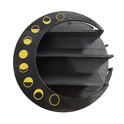 KLKCMS Moon Hanging Shelf Wall Mounted Storage Floating Shelves for Bedroom Plants , Black