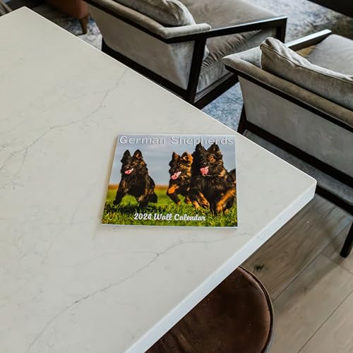 DOGS Monthly Wall Calendar | 12" x 24" | Thick Sturdy Paper | Dog Calendar 2024-2025 (Shepherds)