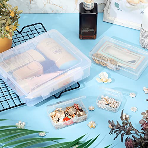 Leelosp 28 Pieces Mixed Sizes Small Storage Containers Rectangular Plastic Organizer Box Clear Bins Lids Empty Crayon Boxes Case Hinged for Item Organizing