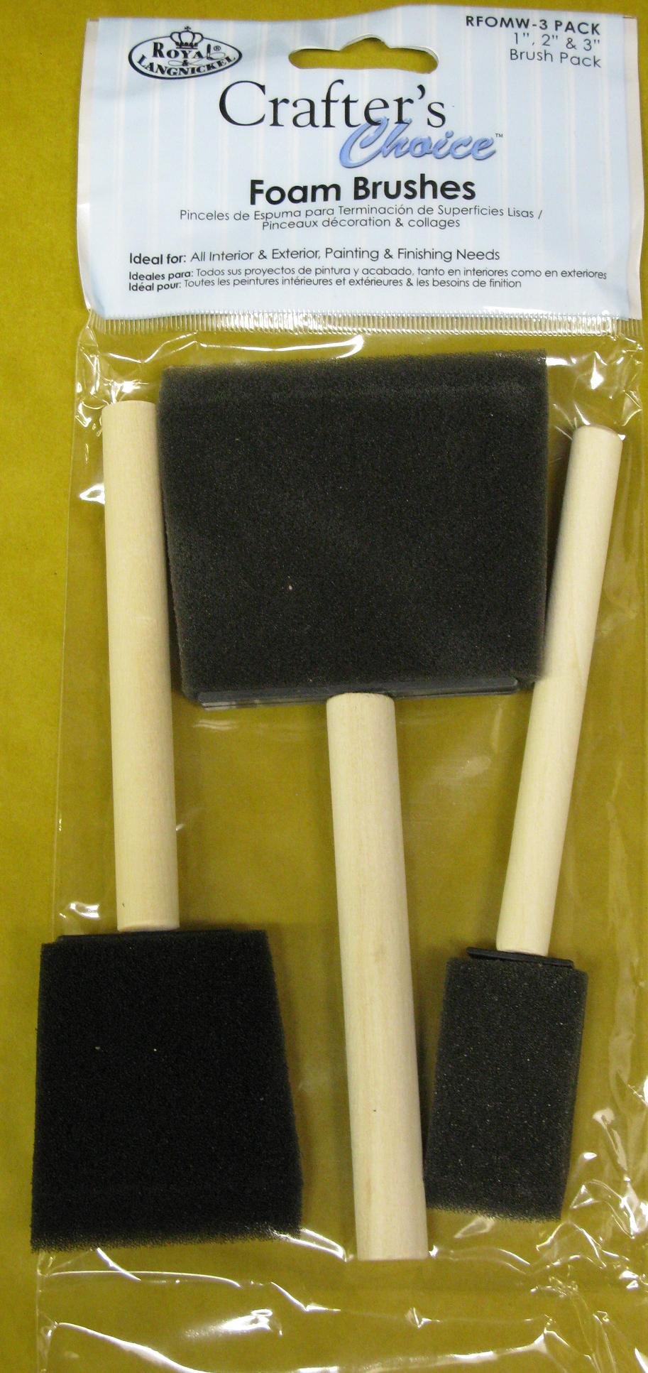 ROYAL BRUSH RFOMW-3P Foam Brush, 3-Pack Darkassorted, 1", 2" & 3"