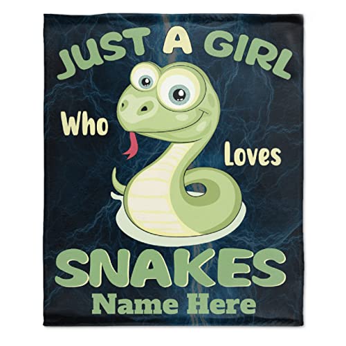 Abheda Snakes Custom Blanket for Girl Women Just A Girl Who Loves Snakes Blanket Personalize NameSuper Blanket Soft Throw Warm Gift for Snakes Lover Birthday Graduate Blankets 60"X50" for Teen