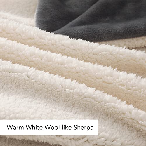 LuxenrelaX Sherpa Fleece Blanket for Couch, Warm Thick Reversible Blanket with 2 Layer, Double-Sided Super Soft Blanket for Bed (Light Grey, 50" x 60")